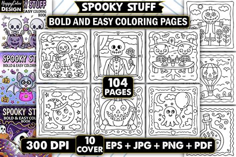 Spooky Stuff Bold And Easy Coloring Pages Graphic By Happycolor Design