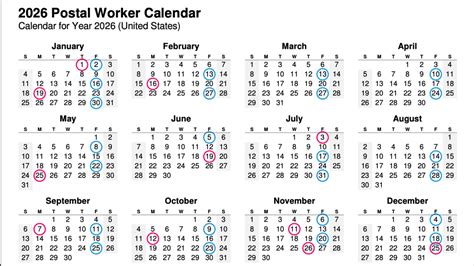 2026 Printable Postal Calendar Postaltimes