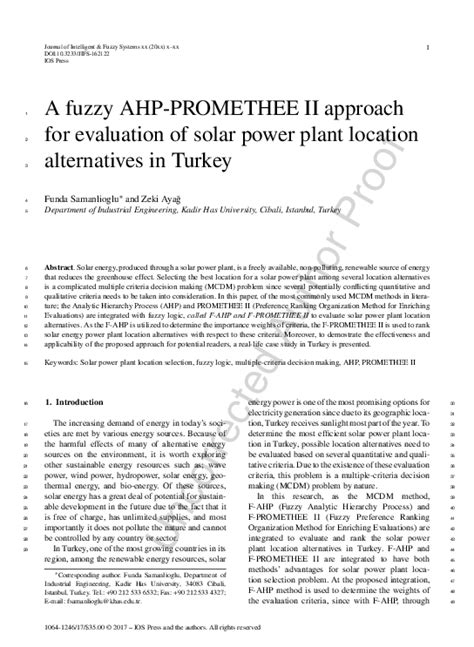 Pdf A Fuzzy Ahp Promethee Ii Approach For Evaluation Of Solar Power