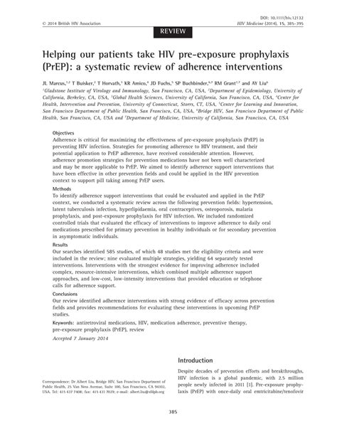 Pdf Helping Our Patients Take Hiv Pre Exposure Prophylaxis Prep A Systematic Review Of