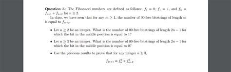The Fibonacci Numbers Are Defined As Follows F Chegg