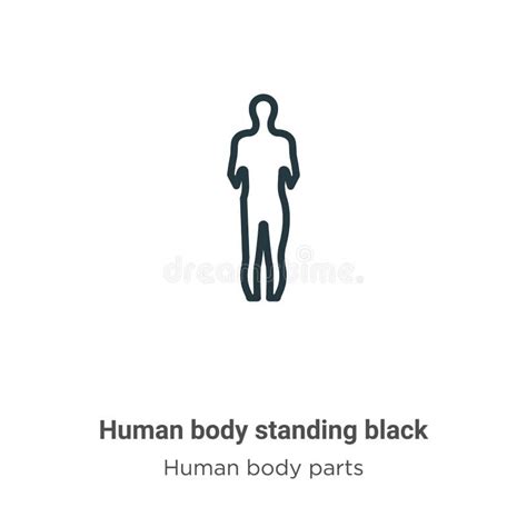 Human Body Standing Black Outline Vector Icon Thin Line Black Human