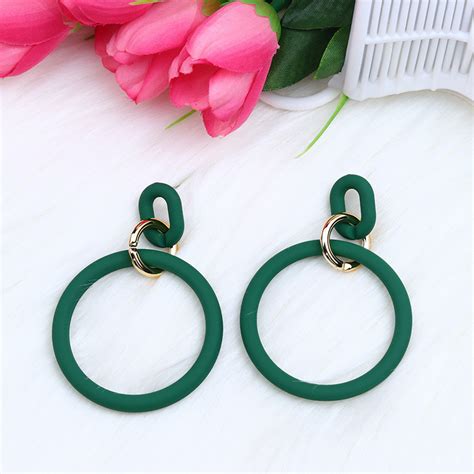 Aretes Redondos De Acrilico De Color Verde Oscuro Exotiq