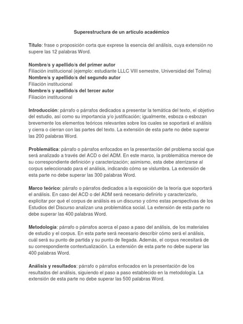 Superestructura De Un Artículo Académico Pdf