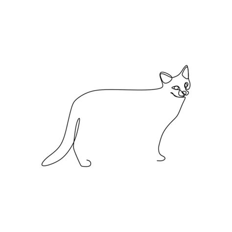 Continuous Line Drawing Cute Cat Cat One Line Drawing Minimalist Stock Vector Image By
