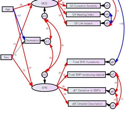 Structural Regression Model Of Mcs Ehs And Depression With Age And Structural Regression Model Of Mcs Ehs And Depression With Age And