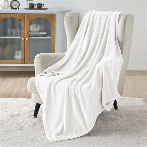 Bedsure Fleece Throw Xl Blanket White 300gsm Soft