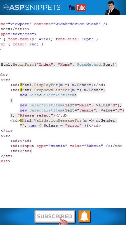 Perform Client Side Dropdownlist Validation In Aspnet Mvc Youtube