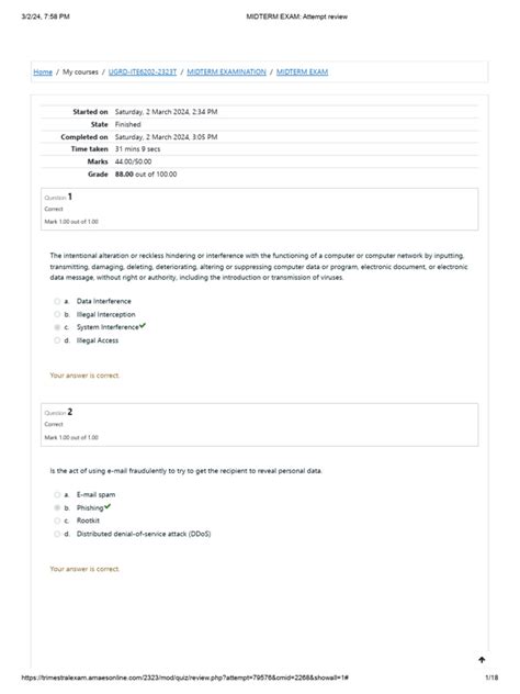 Midterm Exam Attempt Review Socials Pdf Cybercrime Key