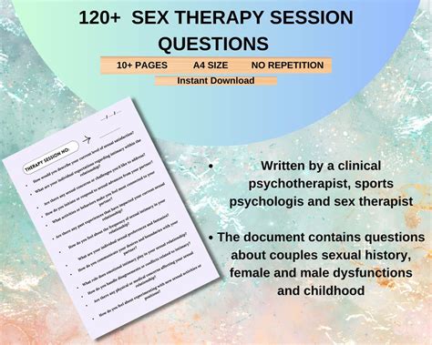 Sex Therapy Counseling Session Questions Therapist Tools Intimate Sex Therapy Questions For