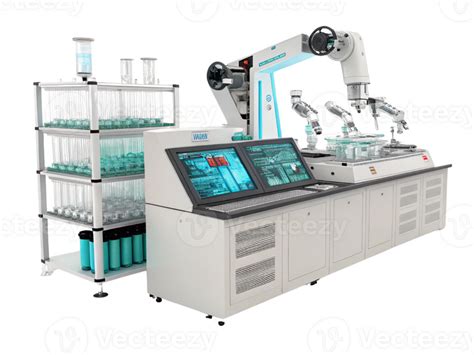 Automated Laboratory Equipment With Robotic Arms And Glassware 58679800 Png