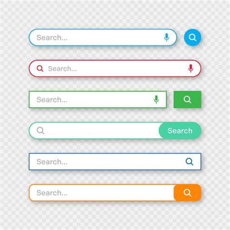 컬러풀한 검색 바 템플릿 인터넷 브라우저 엔진 검색 상자 주소 바와 텍스트 필드 Ui 프리미엄 벡터