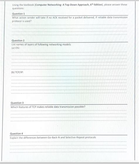 Solved Using The Textbook Computer Networking A Top Down