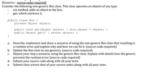 Solved Generics Source Codes Required Consider The