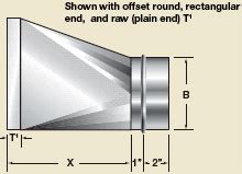Rectangular To Round Transition Formed Flange Out And Angle Iron Flange Spiral Manufacturing Inc