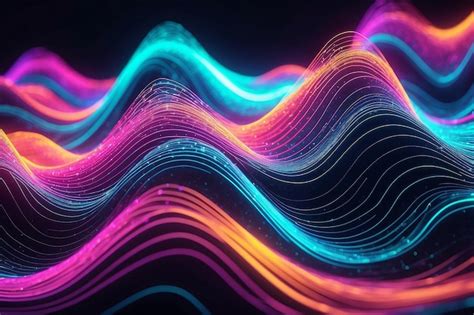 Premium Photo Abstract Digital Waves In Neon Light Visualization