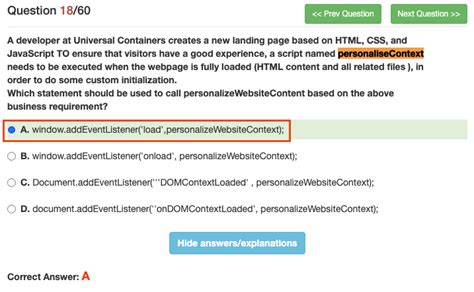 1860 A Developer At Universal Containers Creates A New Landing Page Based On Html Css