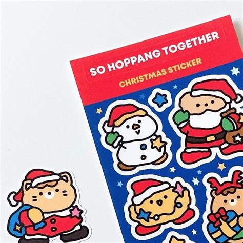 호빵 Hoppang💙 On Instagram 크리스마스 스티커🎄 산타가 된 호빵프렌즈 선물이 가득 든 보따리를 들고 선물 주러 가는 중 호빵프렌즈는 우는아이에게도 선물
