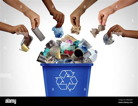 Community Recycling As A Blue Recycling Bin To Recycle Waste And Community Recycling As A Blue Recycling Bin To Recycle Waste And