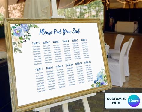 Editable Wedding Seating Chart Template Wedding Seating Chart Board