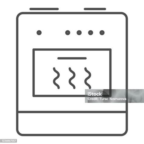 스토브 얇은 라인 아이콘 베이커리 개념 흰색 배경에 오븐 기호 모바일 개념 및 웹 디자인에 대 한 개요 스타일에 부엌 난로 아이콘 벡터 그래픽 10에 대한 스톡 벡터 아트
