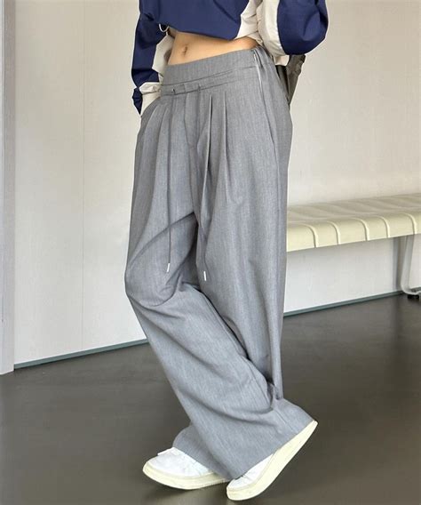 허니 투턱 와이드 스트랩 슬랙스 팬츠