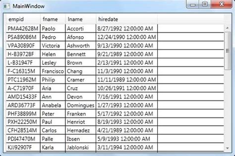 Data Binding In Wpf Datagrid Control Using Sql Server Database