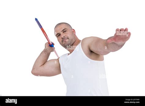 Athlete Preparing To Throw Javelin Stock Photo Alamy