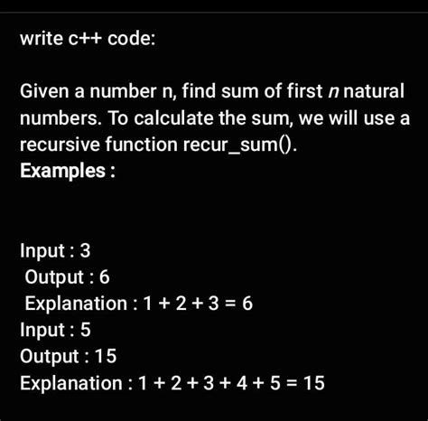 Write C Code Given A Number N Find Sum Of First N Natural Numbers To Calculate The Sum We