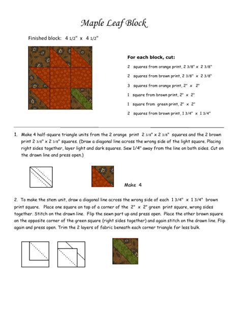 Maple Leaf Quilt Block Pattern Kathleen Tracy Download Printable Pdf
