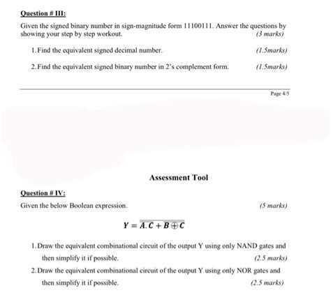 Solved Question Iii Given The Signed Binary Number In