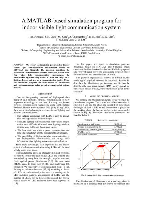 Pdf A Matlab Based Simulation Program For Indoor Visible Light