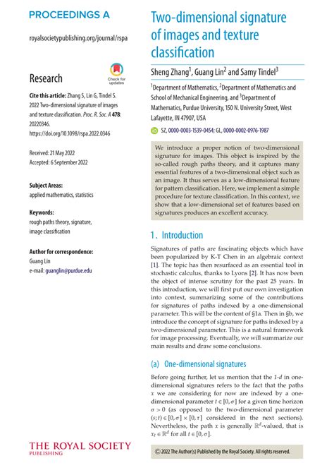 Two Dimensional Signature Of Images And Texture Classification