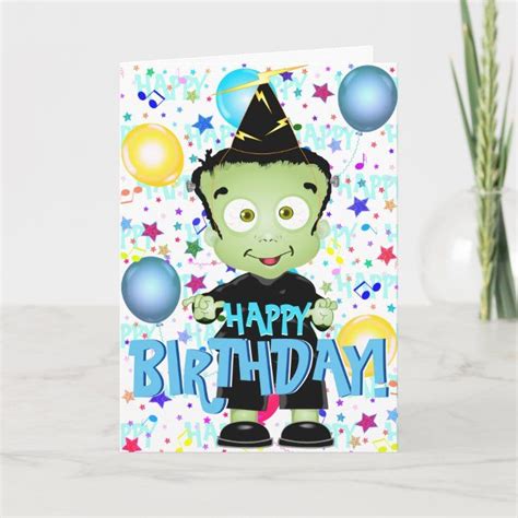 Cute Frankenstein Monster Halloween Birthday Card Halloween Cards