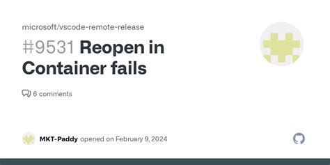 Reopen In Container Fails · Issue 9531 · Microsoft Vscode Remote Release · Github