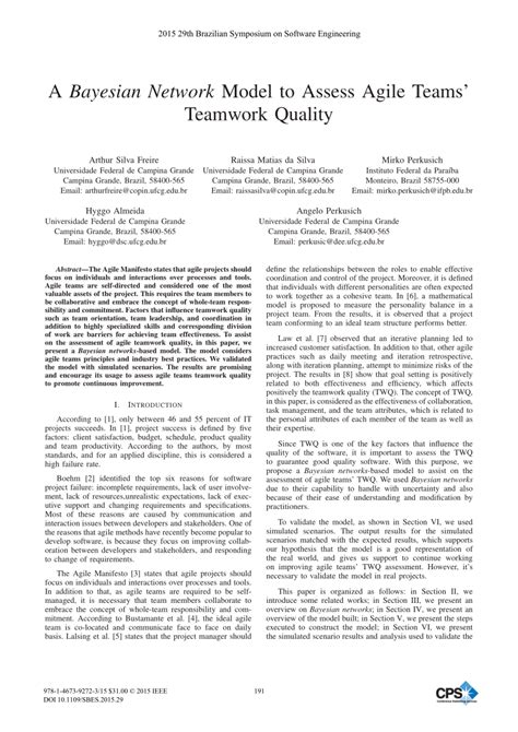Pdf A Bayesian Network Model To Assess Agile Teams Teamwork Quality