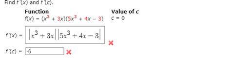 solved find f x and c function value of c f x x2