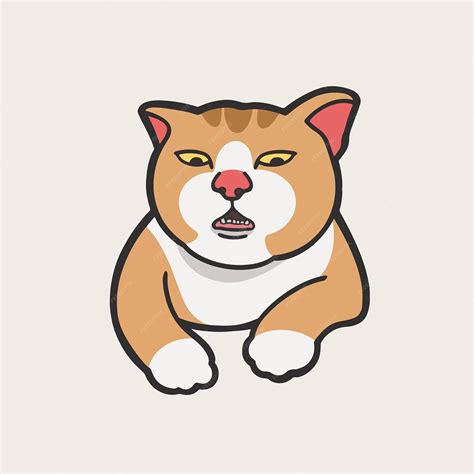 Drooling Cat Meme Sticker Tshirt Vector Cute Illustration Premium Vector