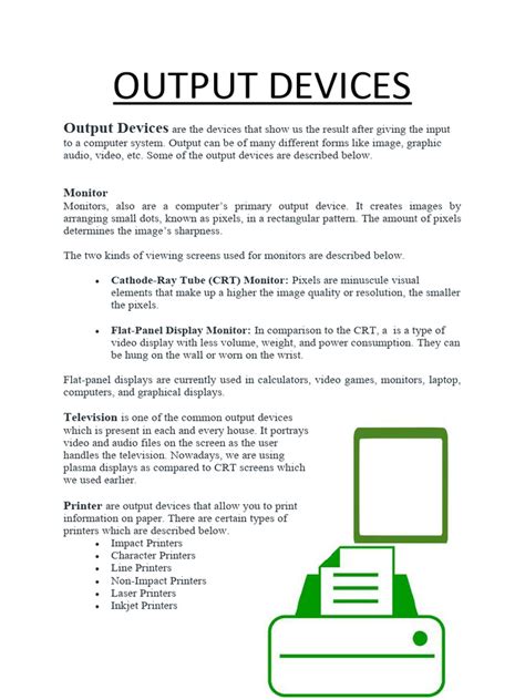 output devices pdf computer monitor printer computing