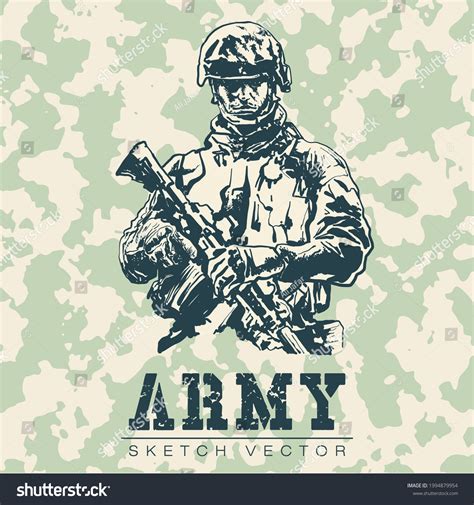 Army Hand Drawn Sketch Vector Illustration Stock Vector Royalty Free