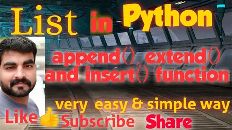 append extend and insert functions in python youtube
