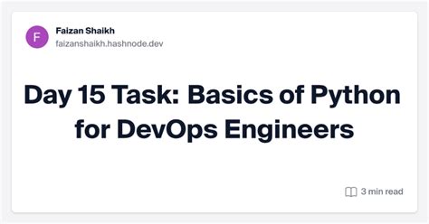 Faizan Shaikh On Linkedin Day 15 Task Basics Of Python For Devops Engineers