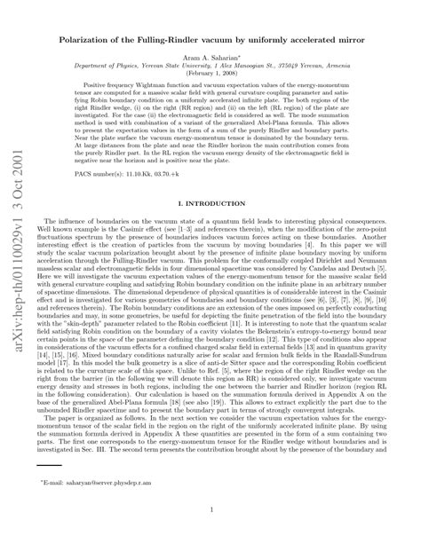 Pdf Polarization Of The Fulling Rindler Vacuum By Uniformly Accelerated Mirror