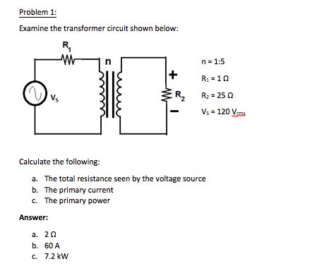 Solved Examine The Transformer Circuit Shown Below Chegg