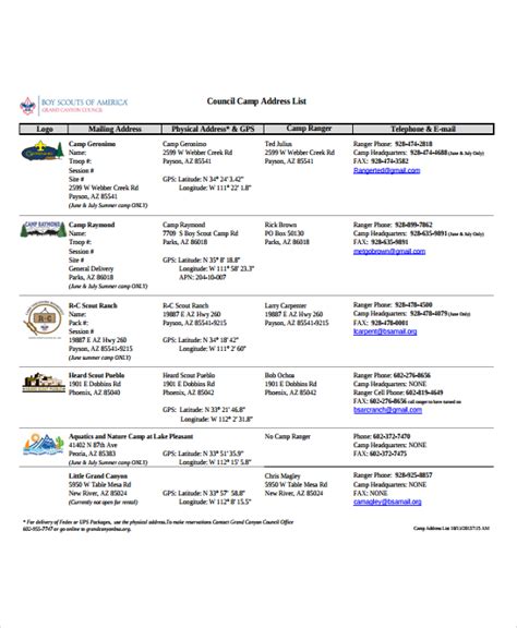 Address List Templates 7 Free Word PDF Format Download