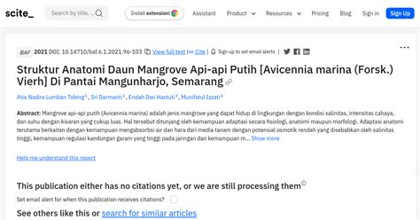 Struktur Anatomi Daun Mangrove Api Api Putih Avicennia Marina Forsk