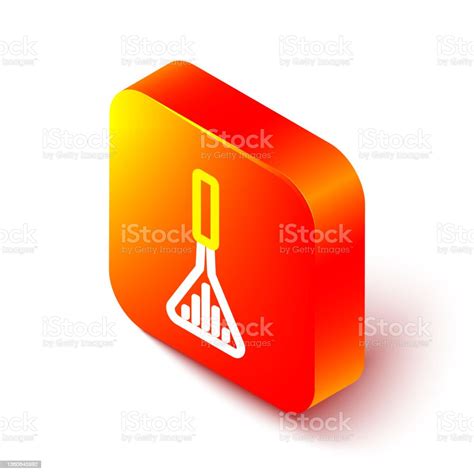 흰색 배경에 격리 된 등색 라인 바베큐 주걱 아이콘 부엌 주걱 아이콘 바베큐 주걱 기호 바베큐 및 그릴 도구 주황색 정사각형 버튼 벡터 3차원 형태에 대한 스톡 벡터 아트