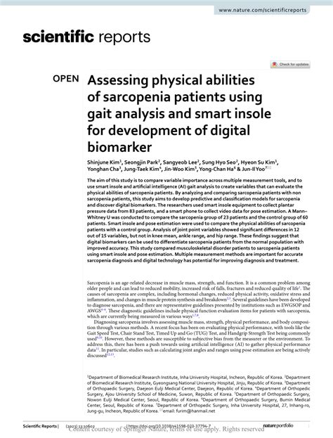 Pdf Assessing Physical Abilities Of Sarcopenia Patients Using Gait Analysis And Smart Insole