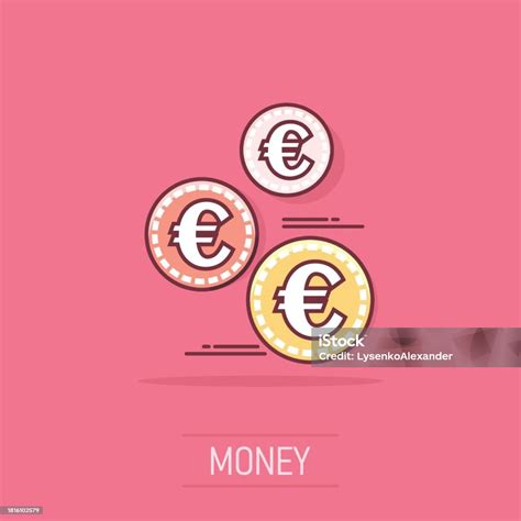 만화 스타일의 벡터 만화 유로 동전 아이콘 머니 코인 사인 일러스트레이션 그림 유로 현금 사업 스플래시 효과 개념 가격에 대한 스톡 벡터 아트 및 기타 이미지 Istock