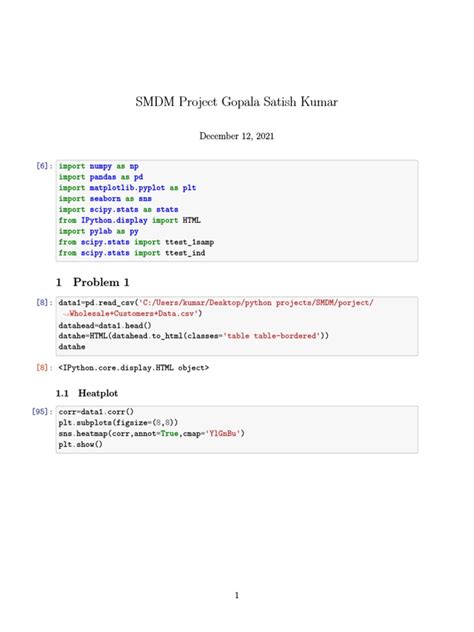 Smdm Project Gopala Satish Kumar Jupyter Notebook G8 Dsba Pdf P